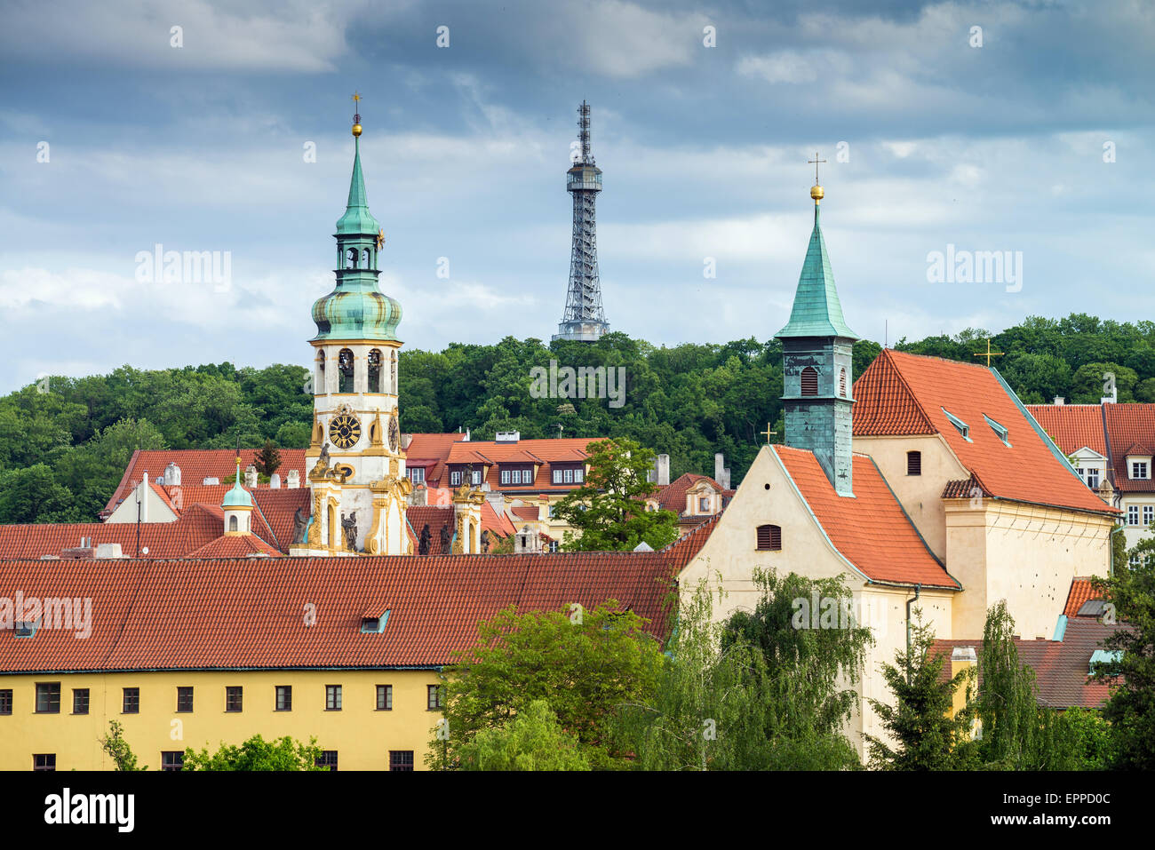 Petrin Tower on the Petrin hill, Prague, Czech republic, Europe Stock ...