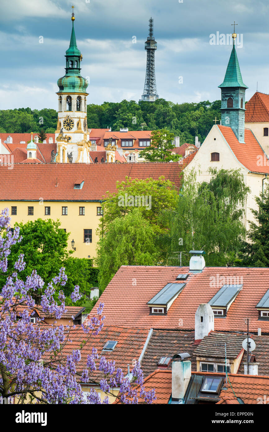 Petrin Tower on the Petrin hill, Prague, Czech republic, Europe Stock ...