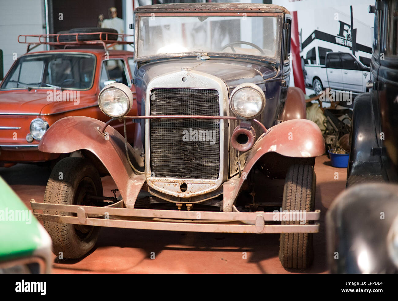 old retro car in automobile museum closeup front view Stock Photo - Alamy