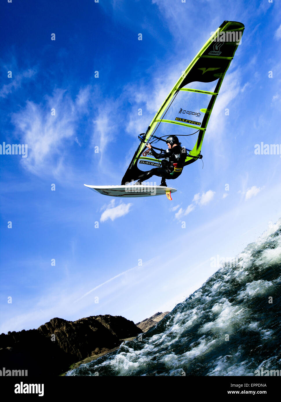 Windsurfer floats a nice jump at The Wall - Maryhill, WA Stock Photo ...