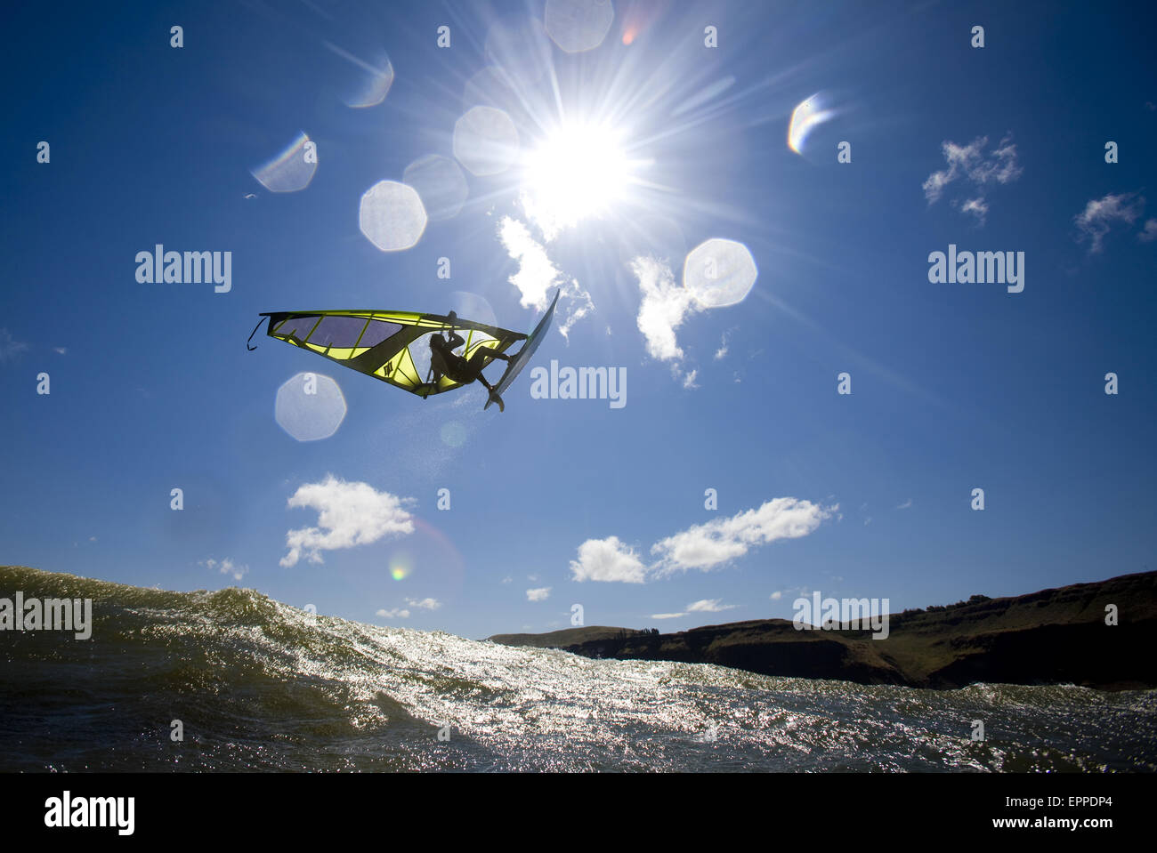 A Windsurfer catches air at The Wall - where winds exceeded 40 mph ...