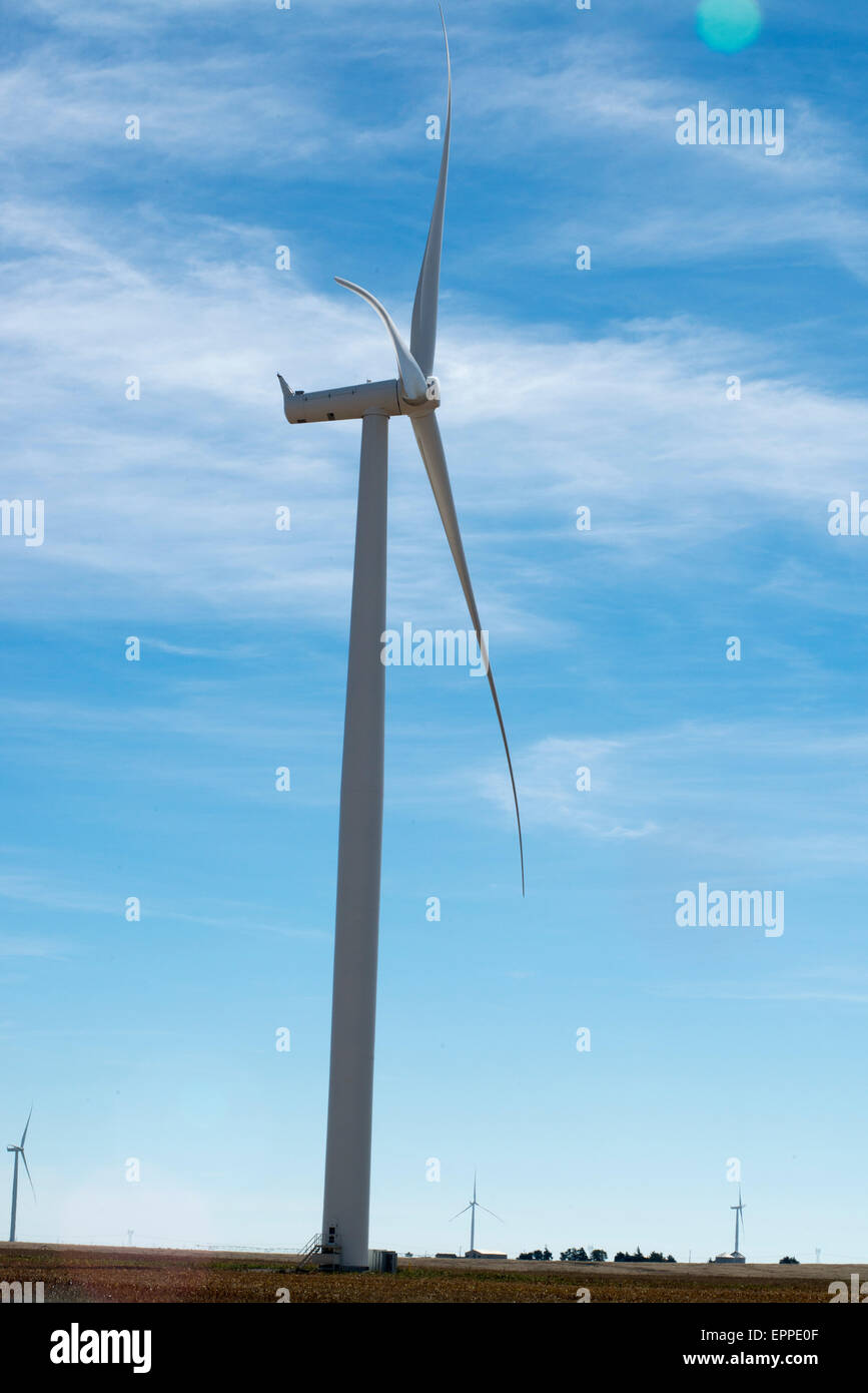 Ingalls, Kansas, WInd turbines and Milo fields Stock Photo - Alamy
