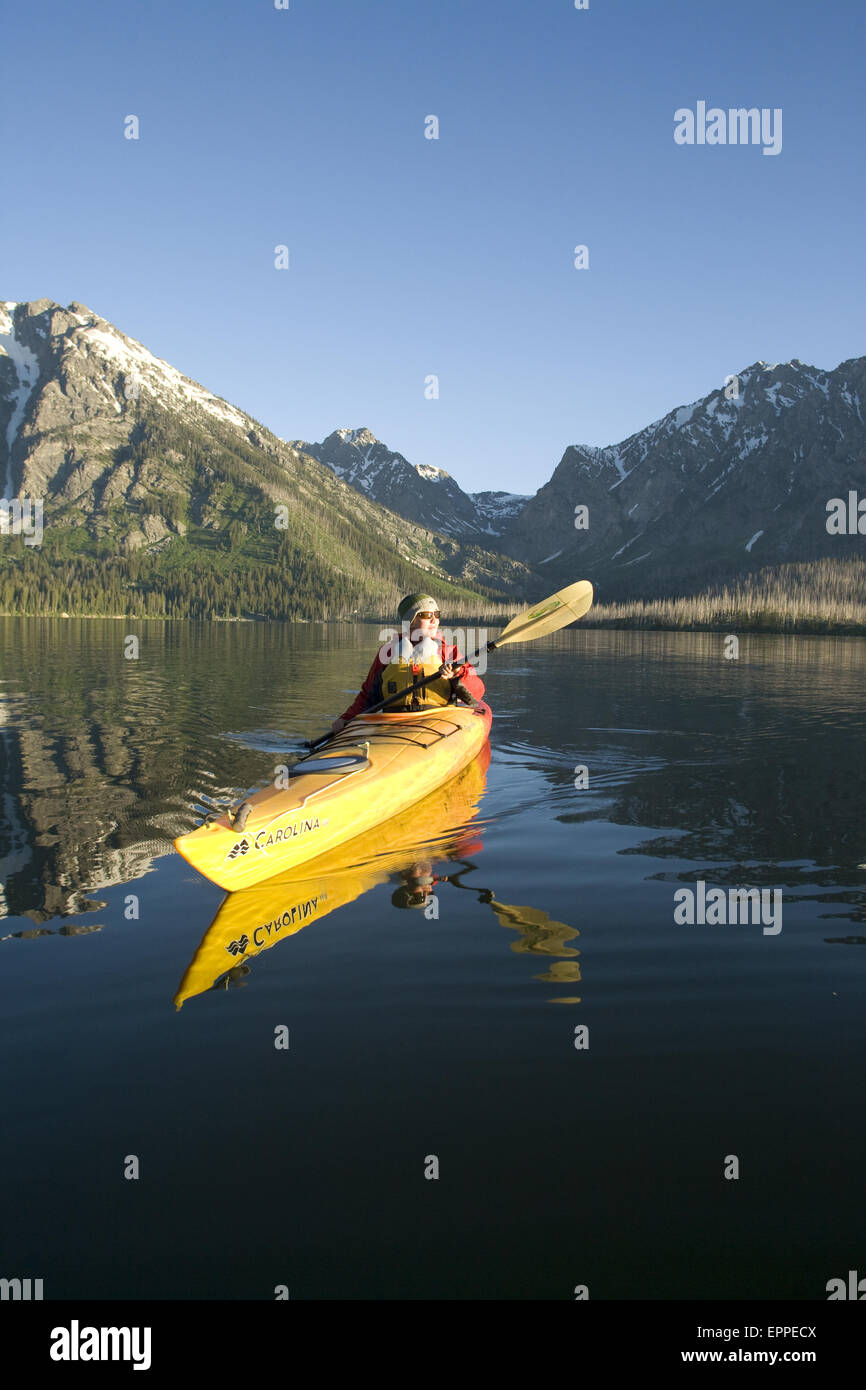 Kayaking on Jackson Lake. Grand Teton National Park, WY Stock Photo - Alamy