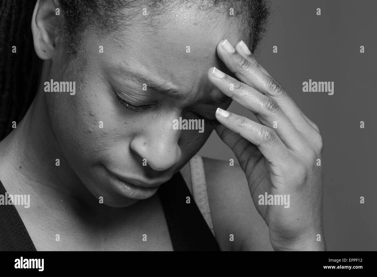 Model isolated with headache Stock Photo - Alamy