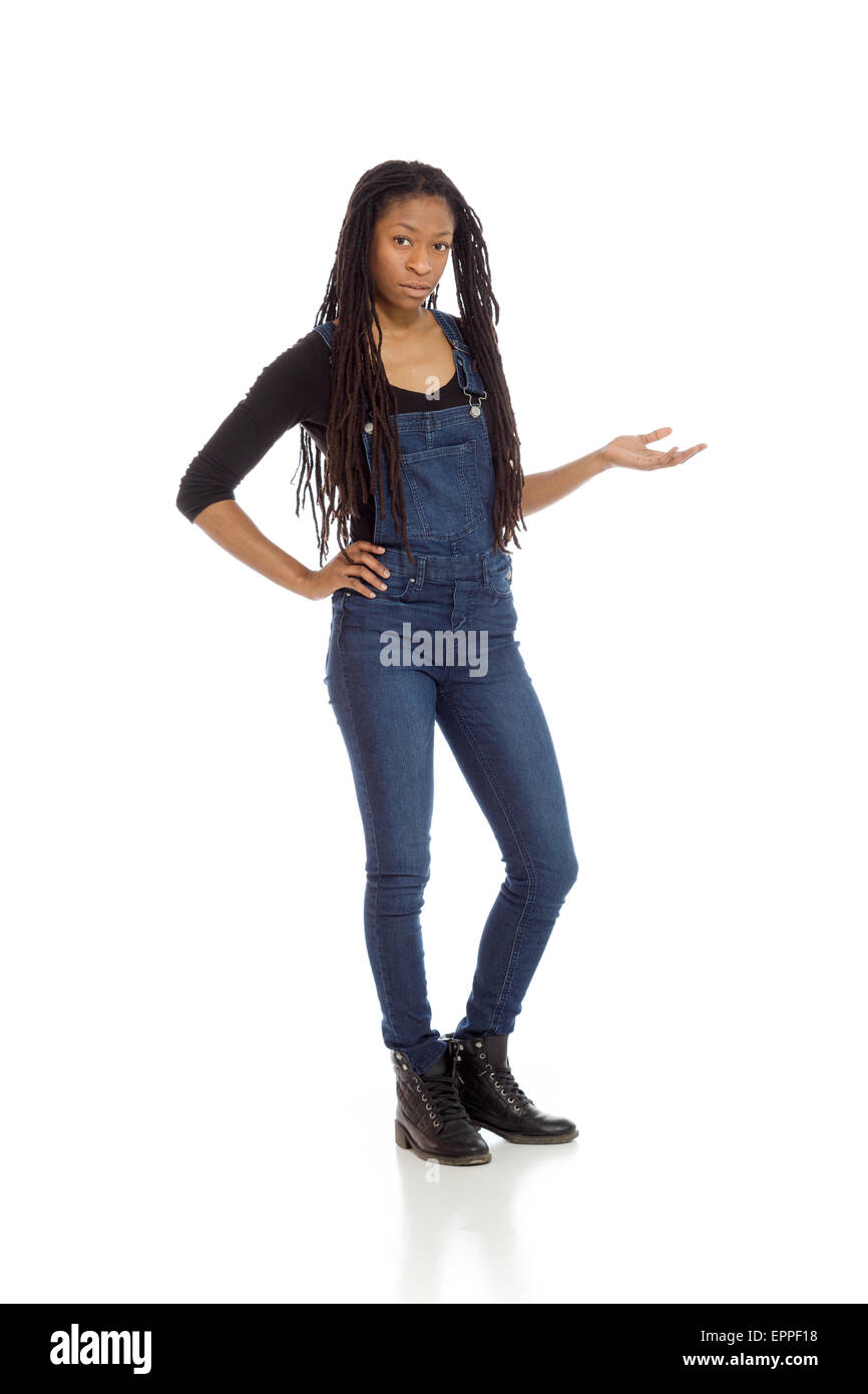 Model isolated on plain background in studio showcasing Stock Photo - Alamy