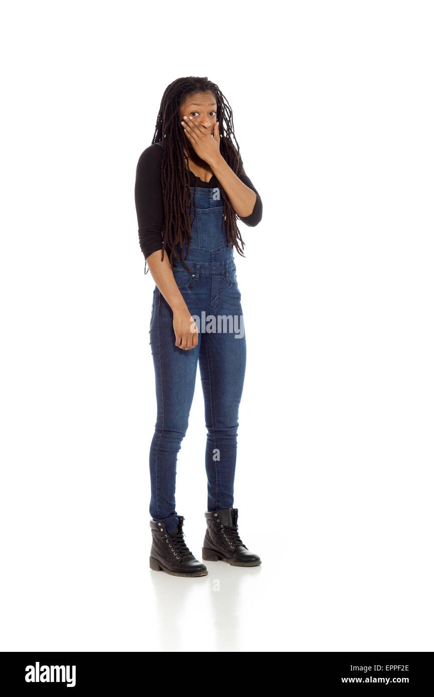 Model isolated on plain background in studio Stock Photo - Alamy