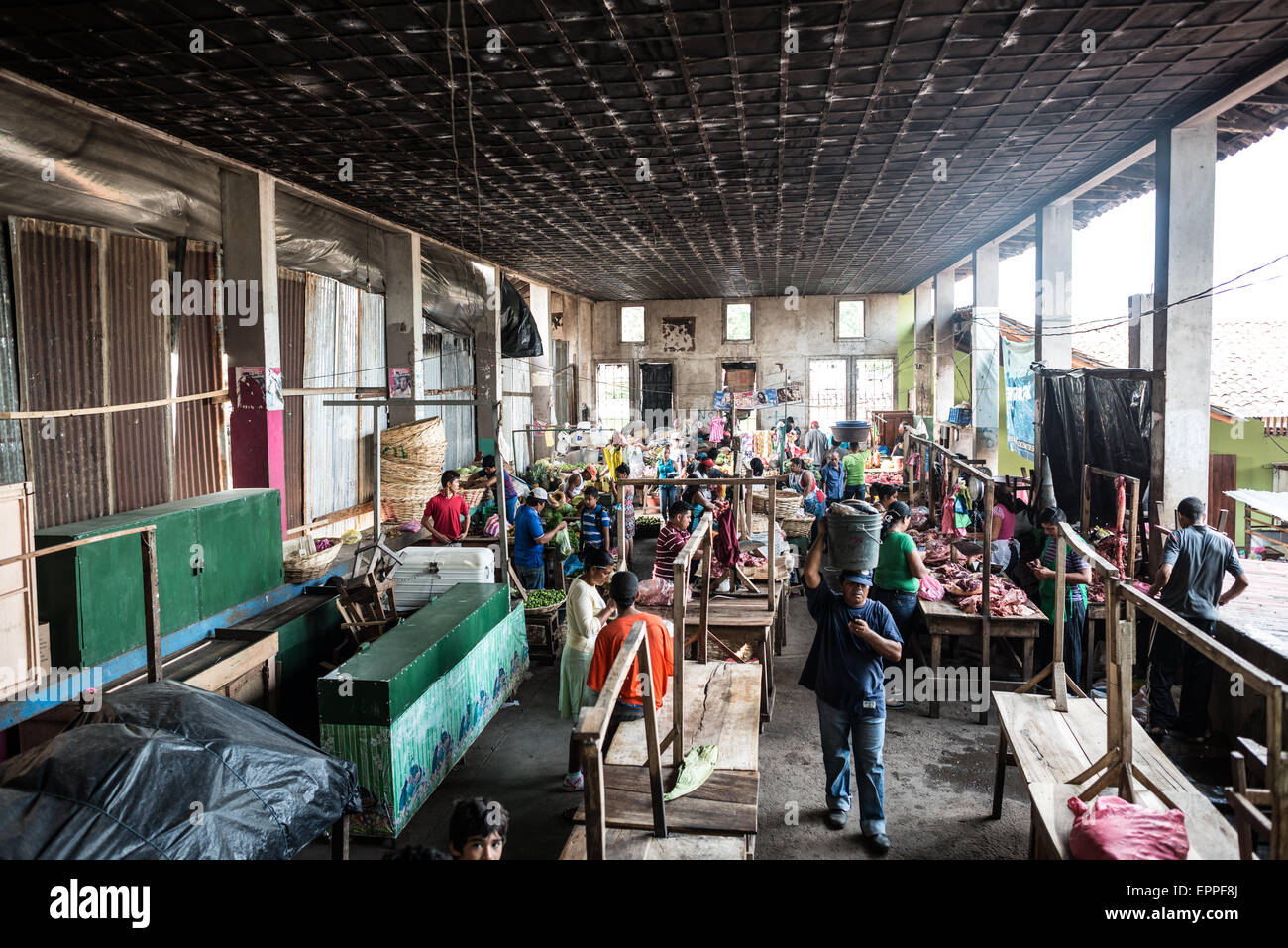 GRANADA, Nicaragua — A butcher section inside the Mercado Municipal ...