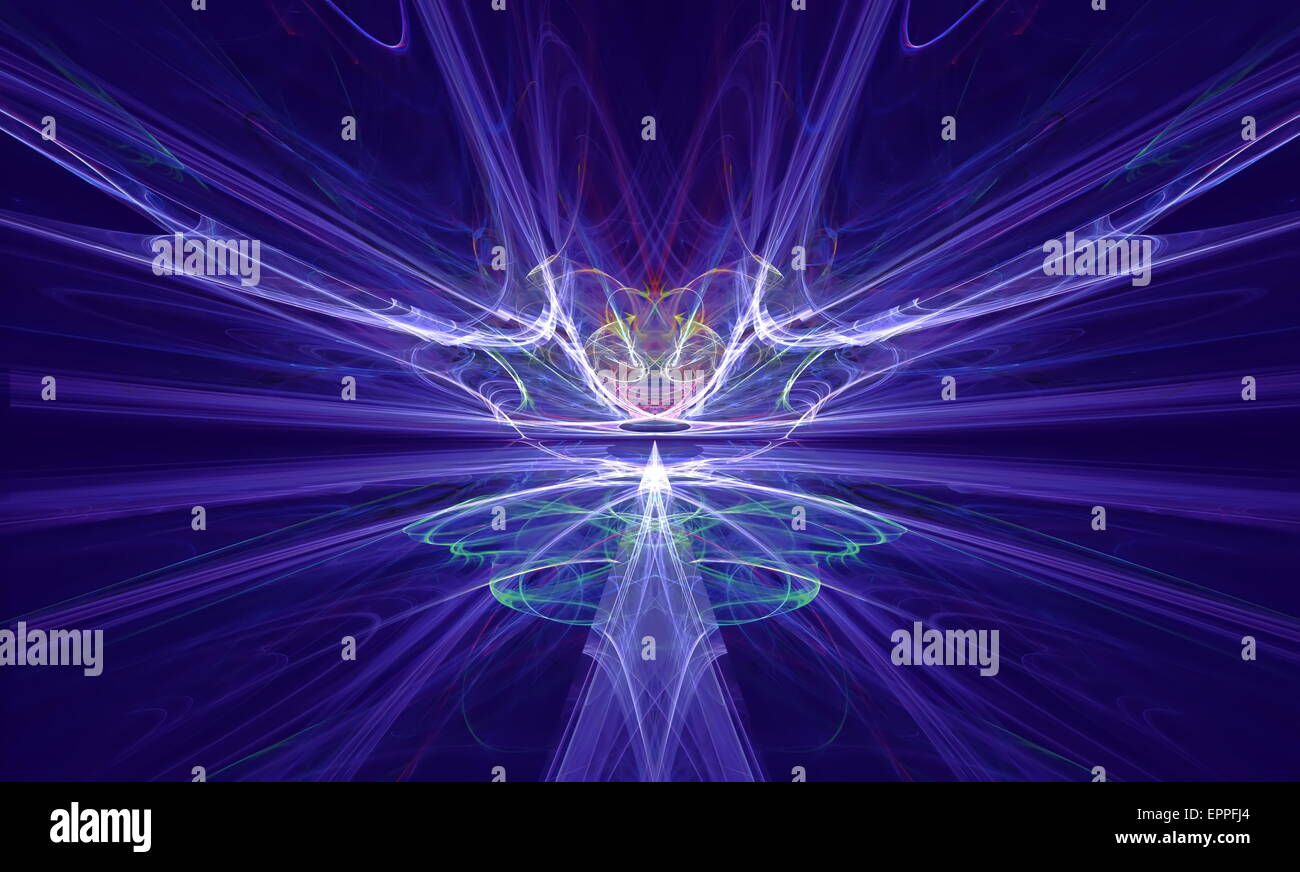 Mysterious alien form magnetic fields in the blue sky. Fractal art ...