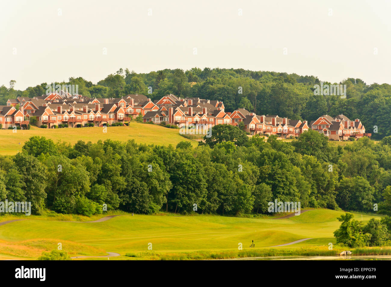 hillside town houses on humid summer day Stock Photo - Alamy