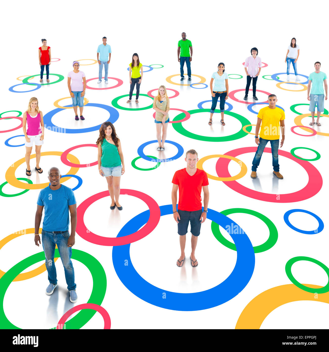 social networking young group of people standing Stock Photo - Alamy