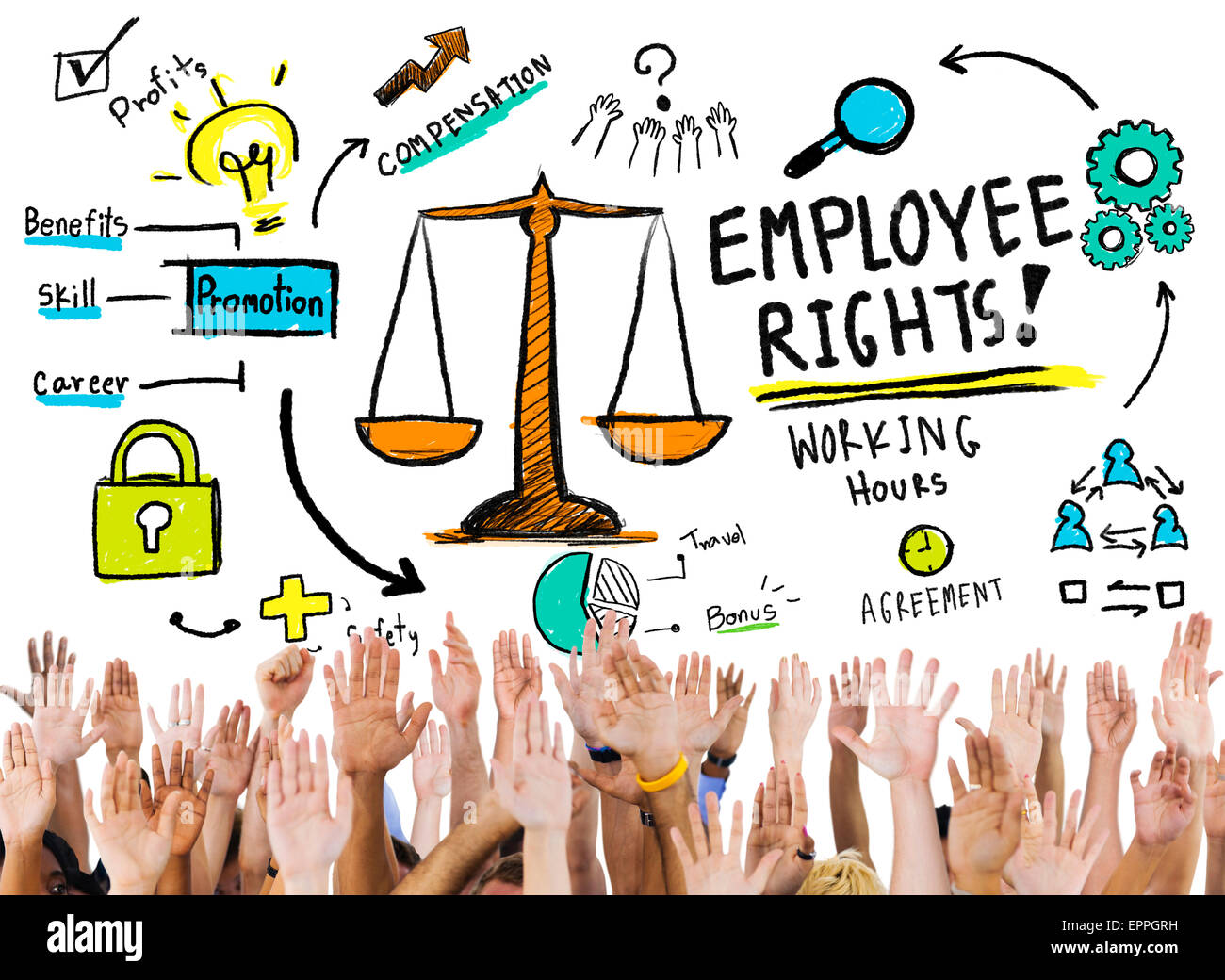 Employee Rights Employment Equality Job Hands Volunteer Concept Stock Photo - Alamy