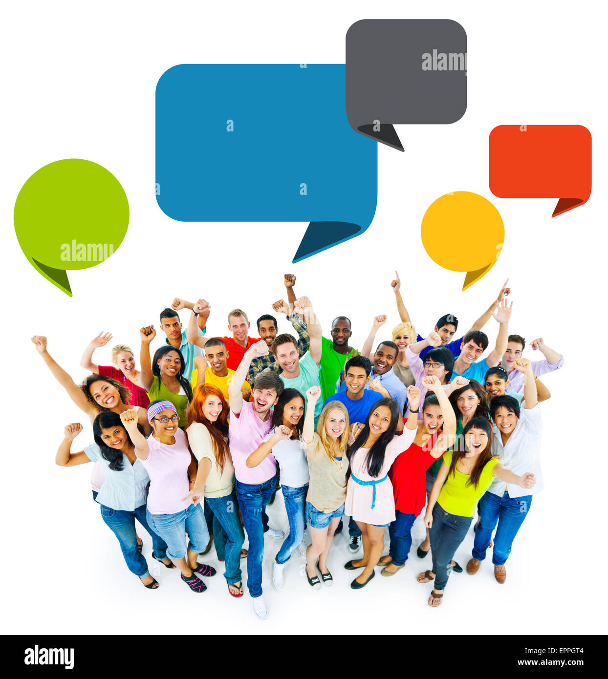 Large group happy multiethnic friends hi-res stock photography and ...