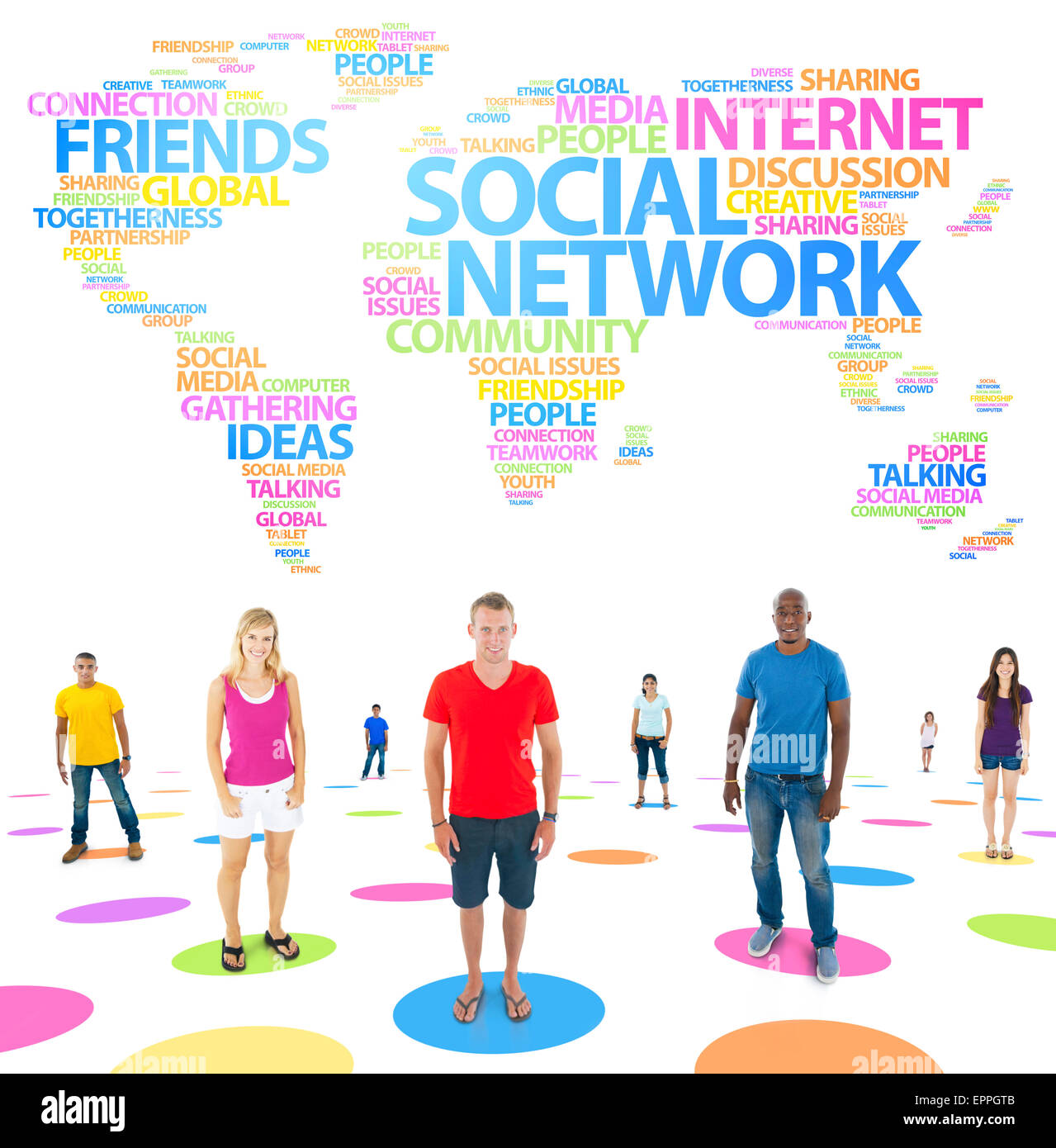 Group of diverse young people standing for different global issues ...