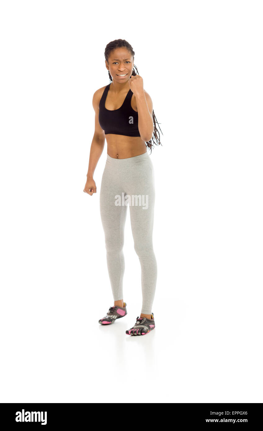 Model isolated on plain background in studio success Stock Photo - Alamy