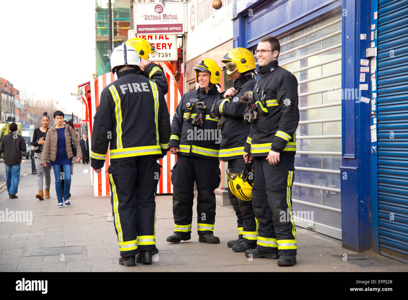 LONDON - APRIL 9TH: The fire brigade attend an emergency in Tottenham ...