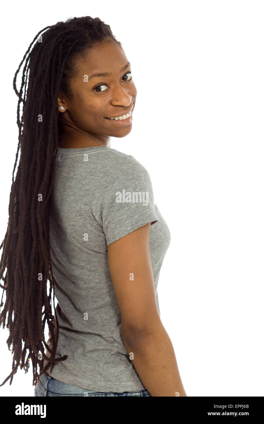 Model isolated on plain background in studio Stock Photo - Alamy