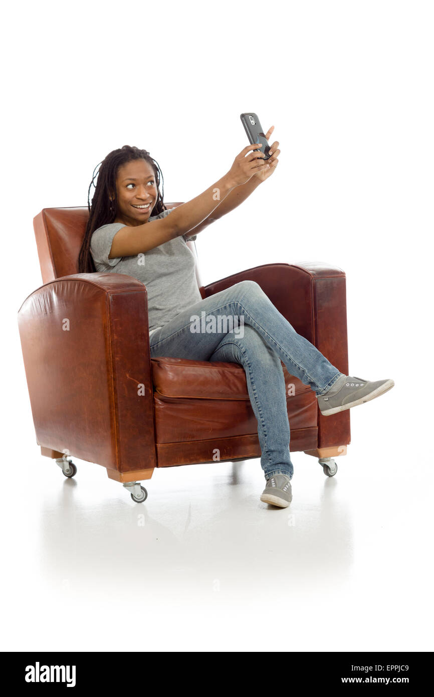 Model isolated on plain background in studio Stock Photo - Alamy