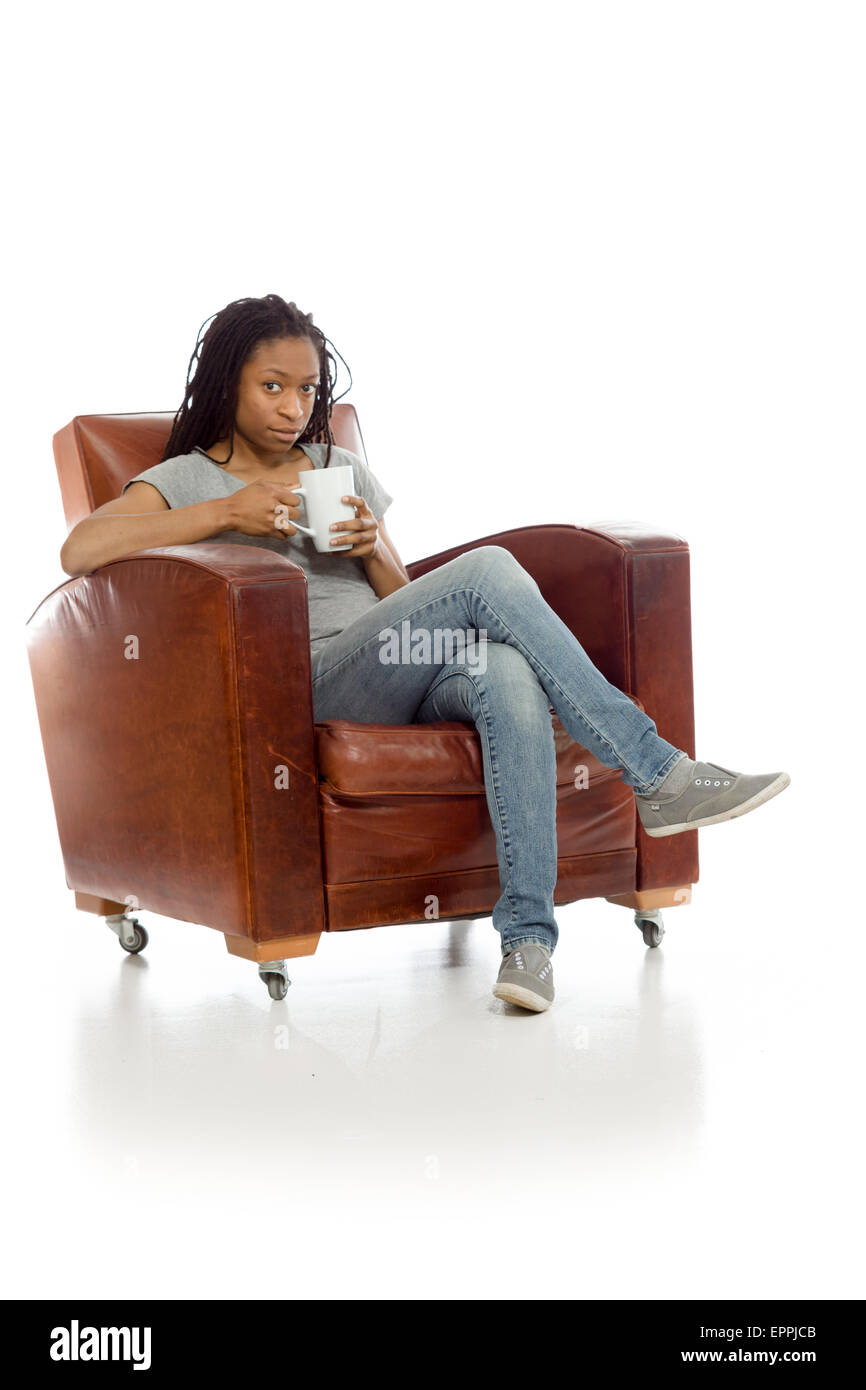 Model isolated on plain background in studio Stock Photo - Alamy