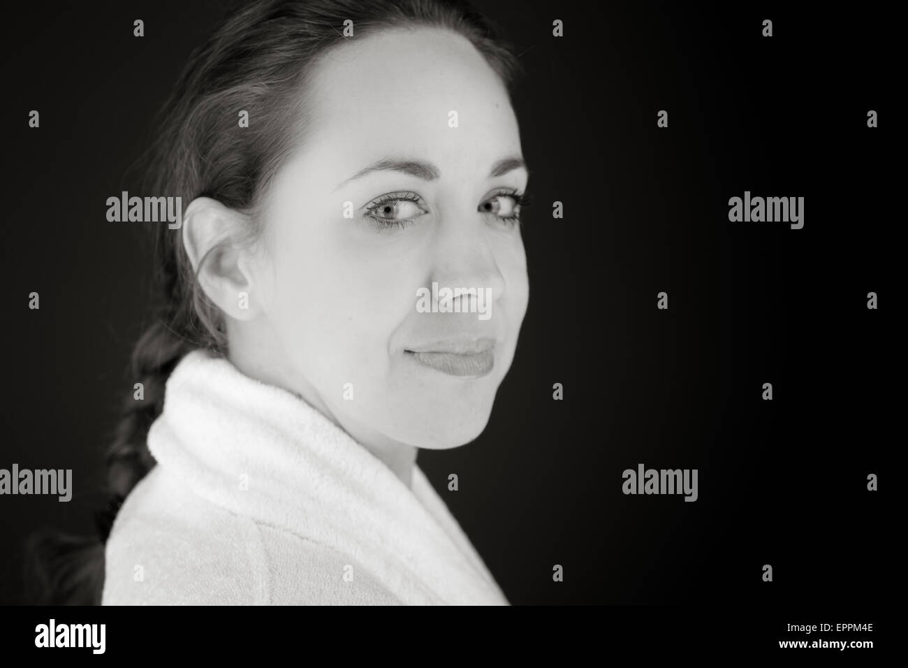 Model in studio isolated on plain grey background Stock Photo - Alamy