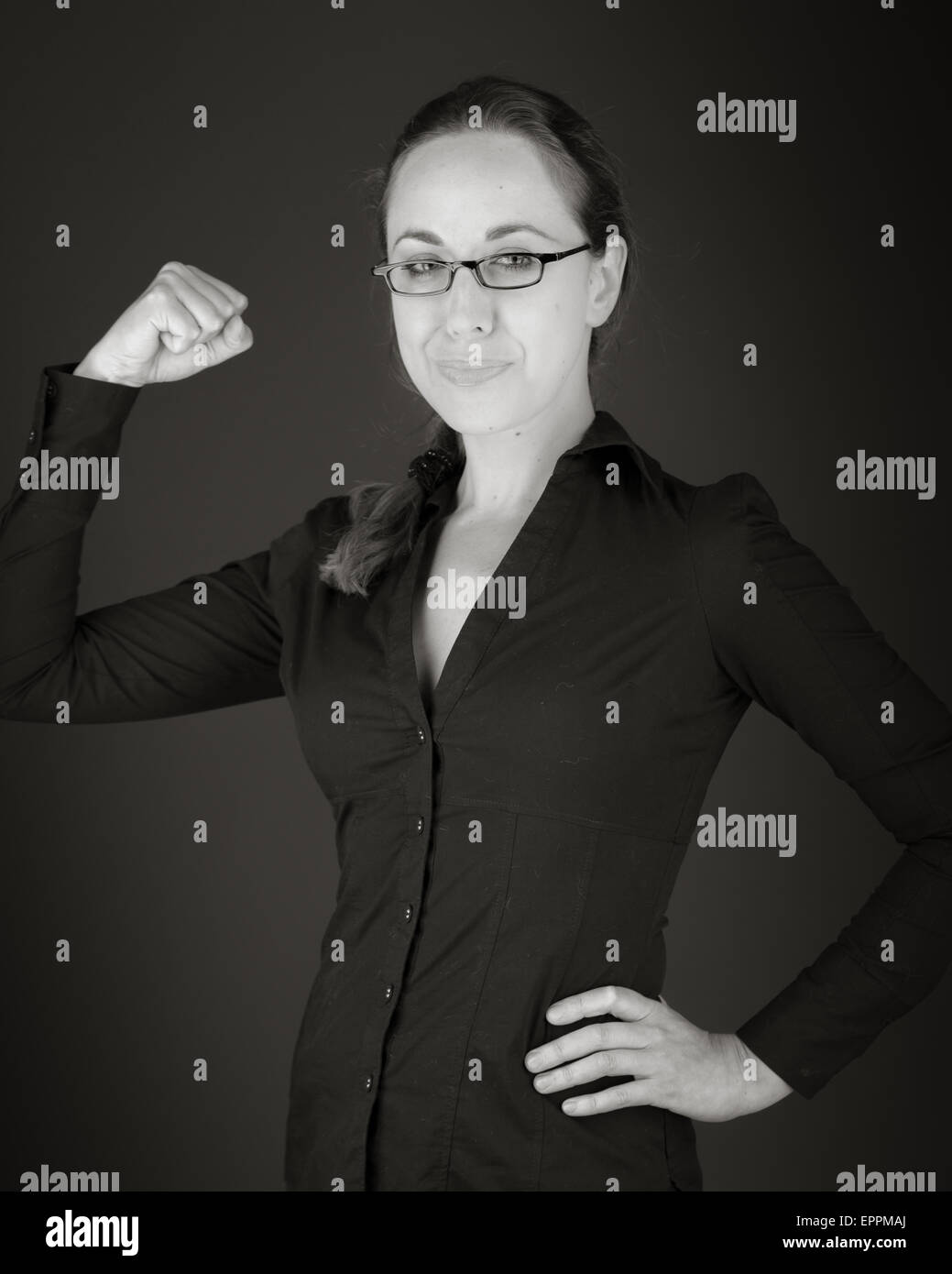 Model in studio isolated on plain grey background Stock Photo - Alamy