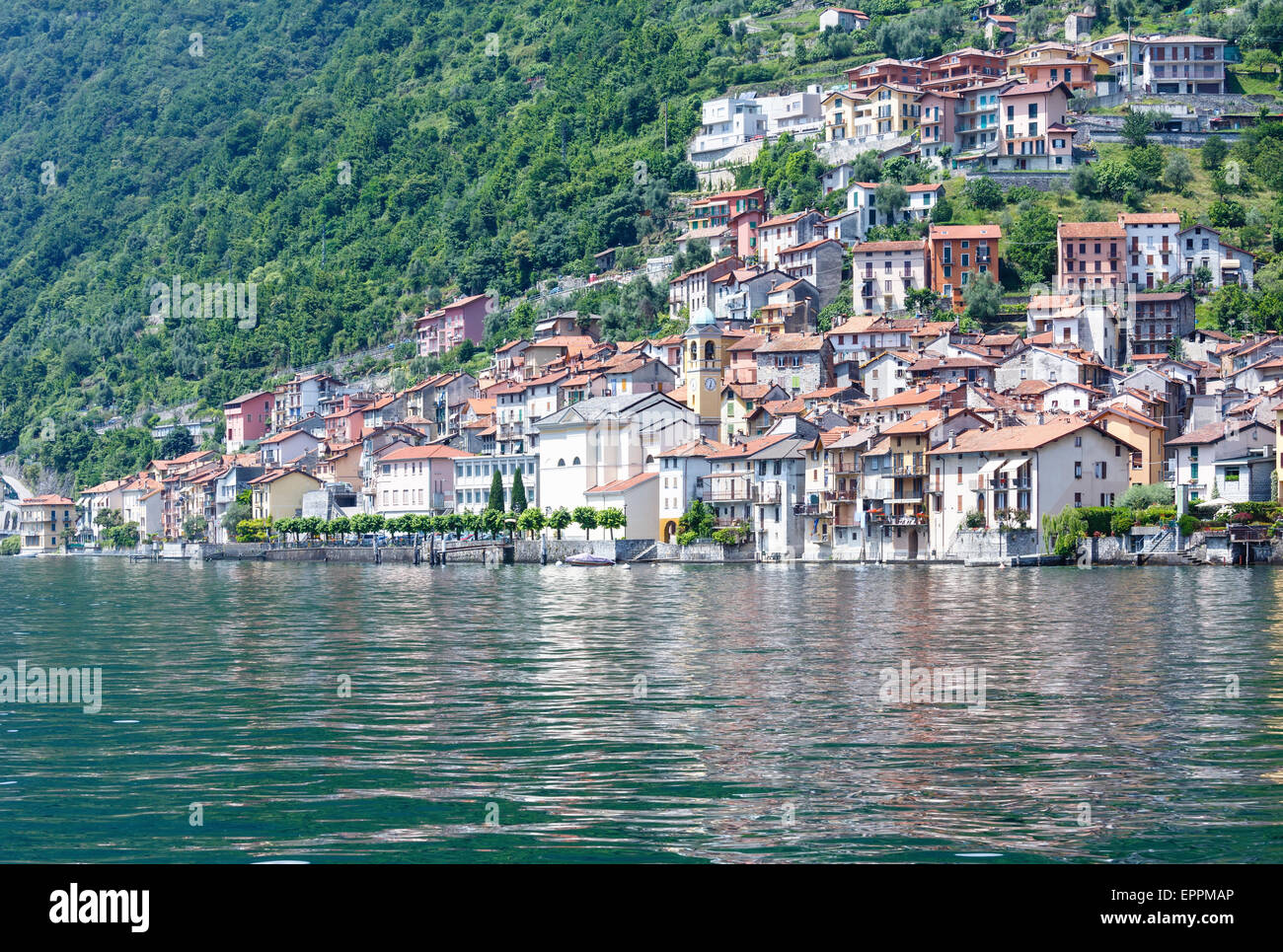 Lake Como (Italy) shore summer view from ship board Stock Photo - Alamy
