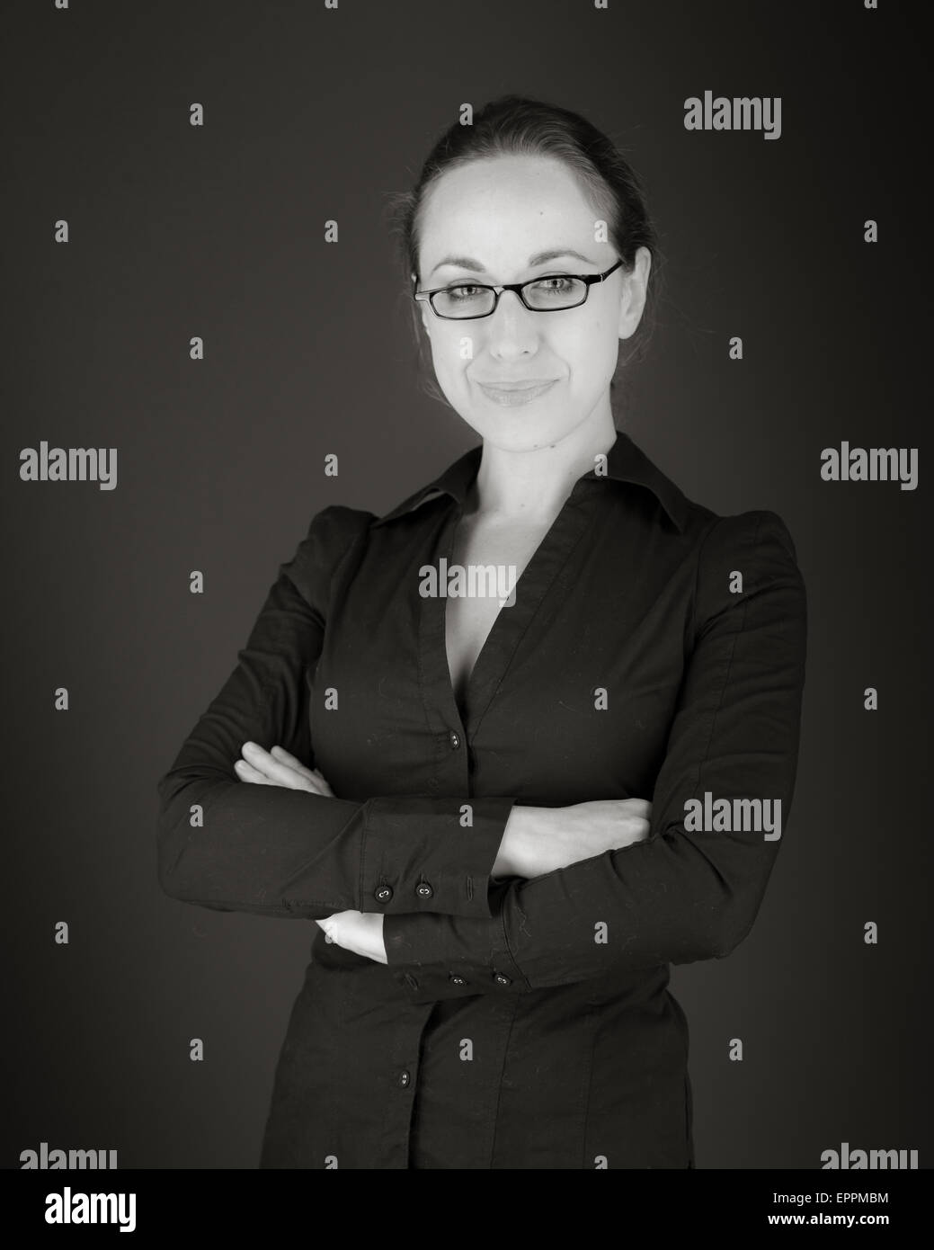 Model in studio isolated on plain grey background Stock Photo - Alamy