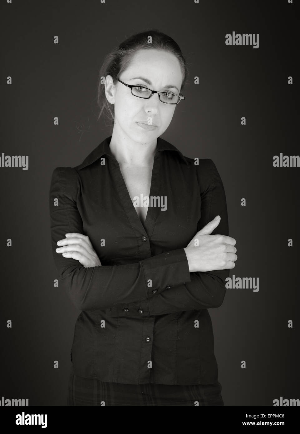 Model in studio isolated on plain grey background Stock Photo - Alamy
