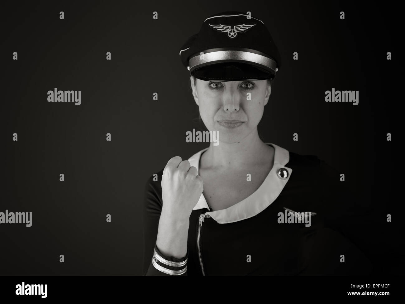 Model in studio isolated on plain grey background Stock Photo - Alamy