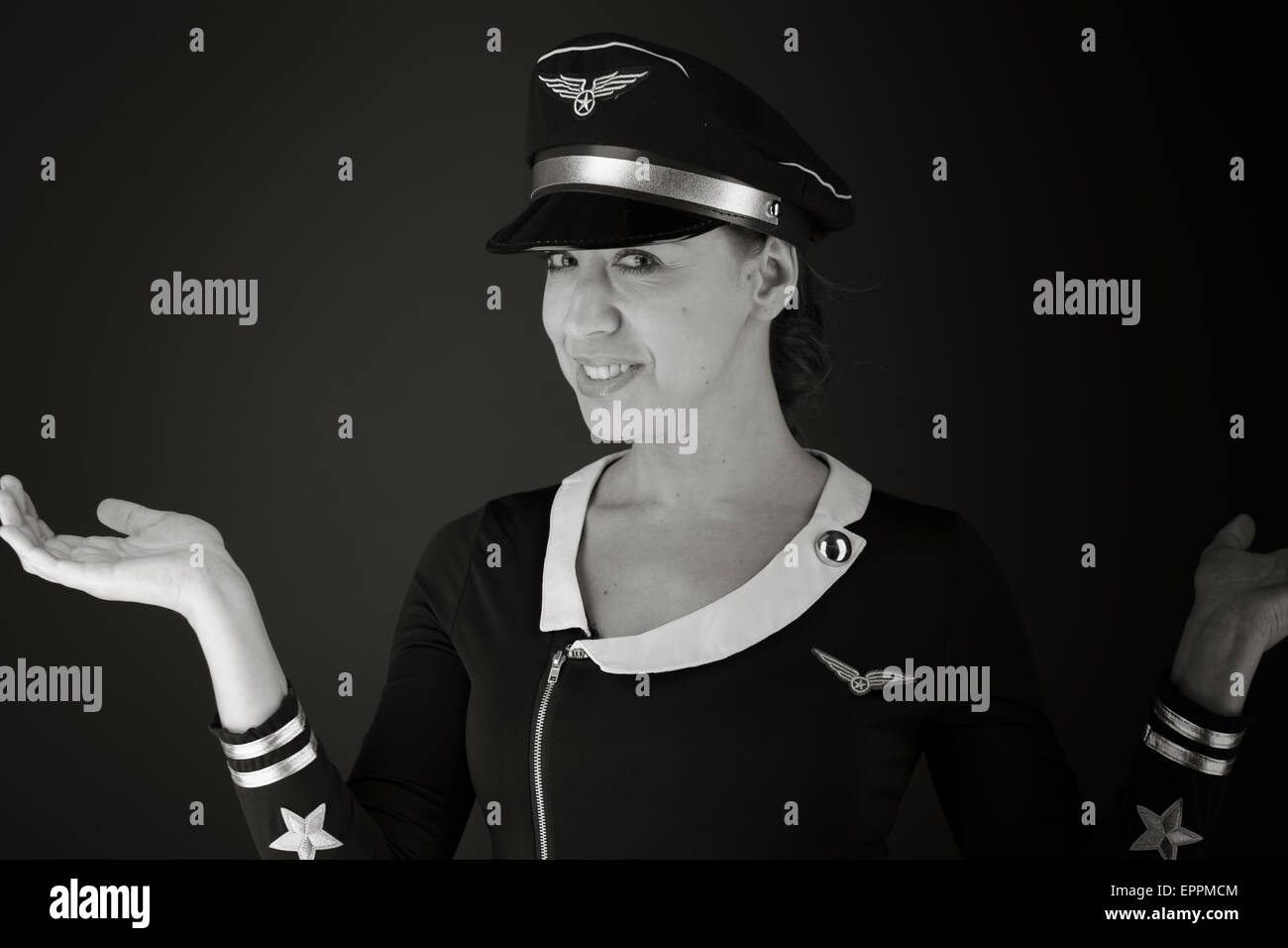 Model in studio isolated on plain grey background Stock Photo - Alamy