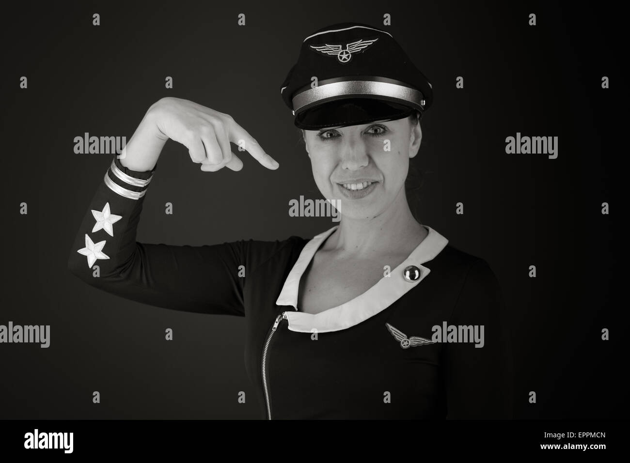 Model in studio isolated on plain grey background Stock Photo - Alamy