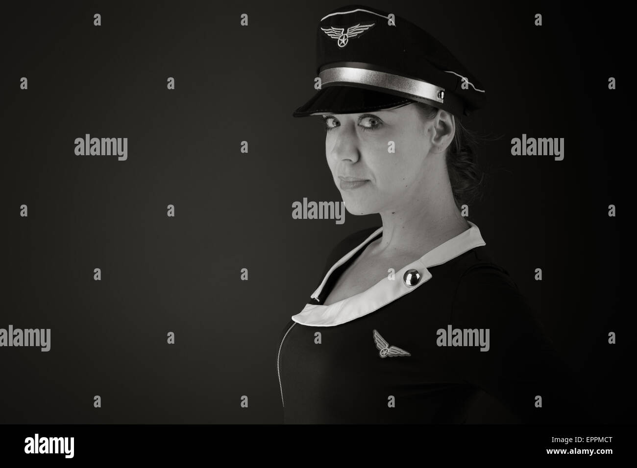 Model in studio isolated on plain grey background Stock Photo - Alamy