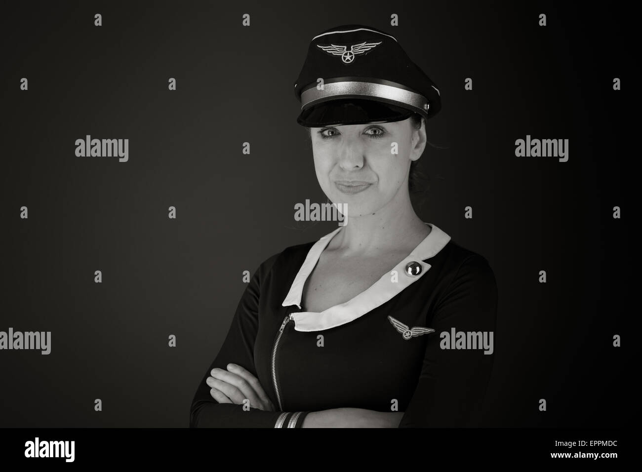 Model in studio isolated on plain grey background Stock Photo - Alamy