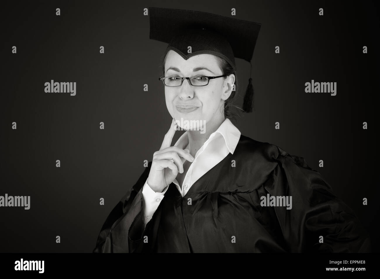 Model in studio isolated on plain grey background Stock Photo - Alamy