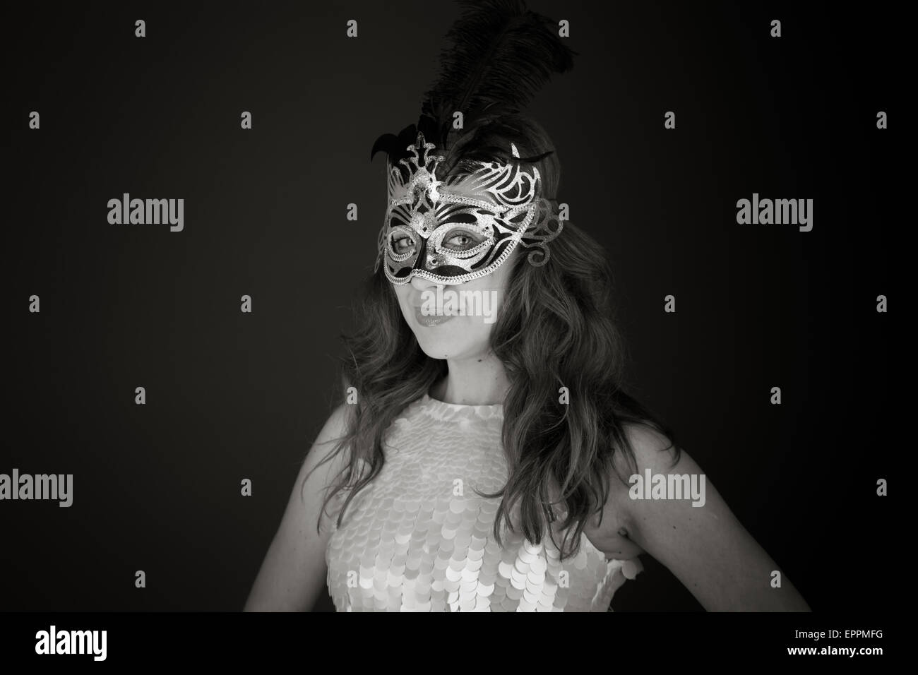 Model in studio isolated on plain grey background Stock Photo - Alamy