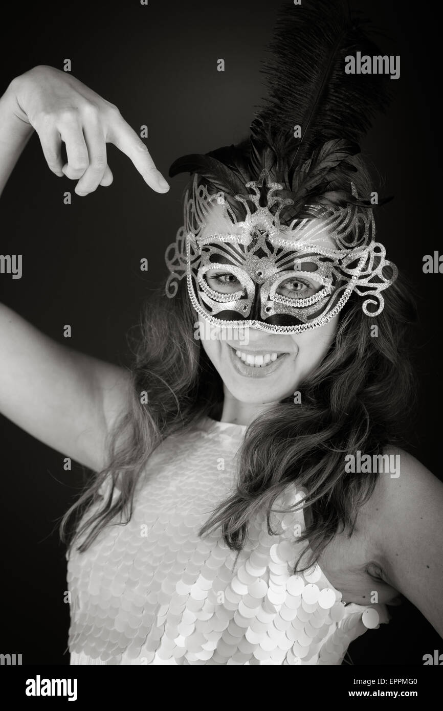 Model in studio isolated on plain grey background Stock Photo - Alamy