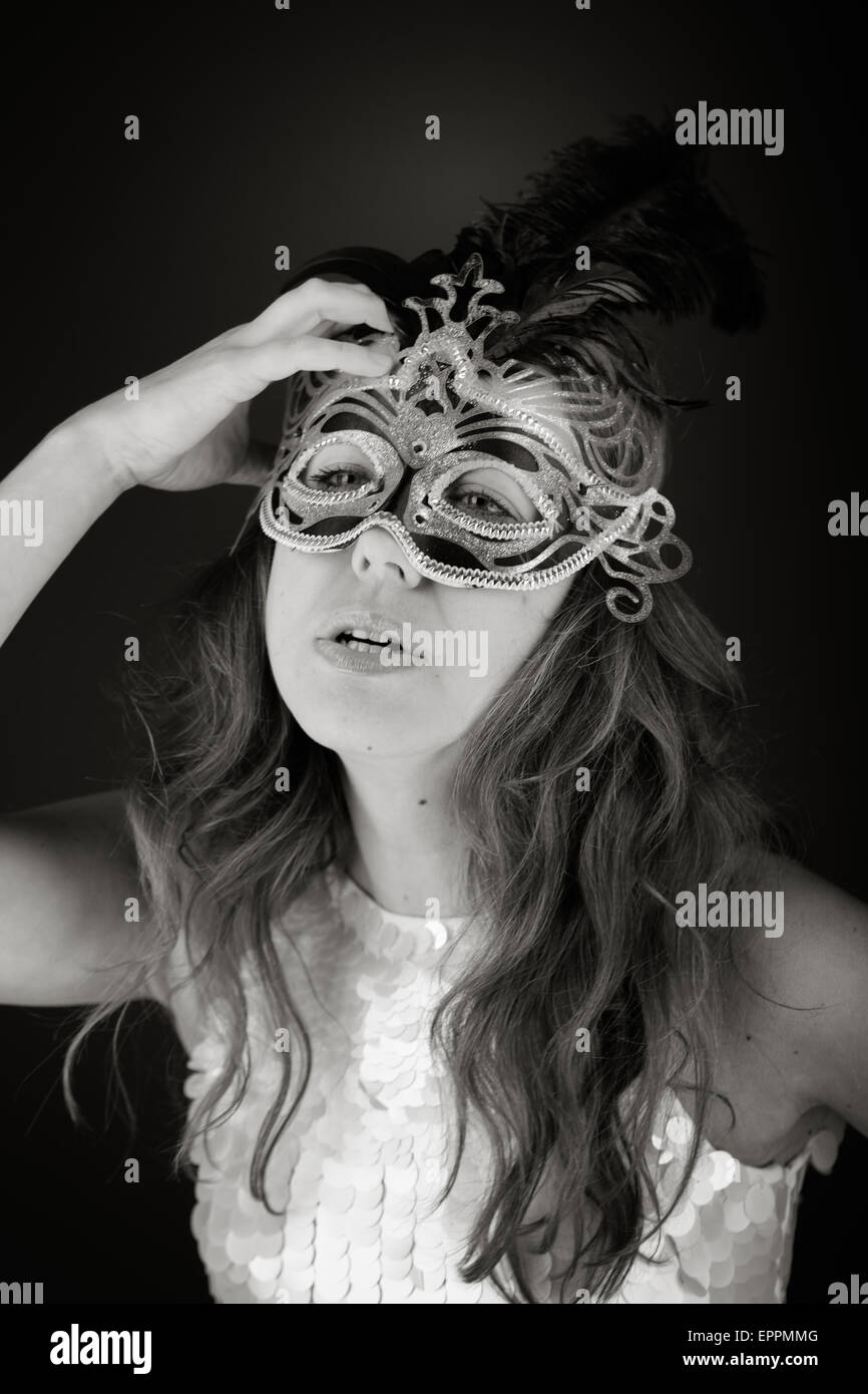 Model in studio isolated on plain grey background Stock Photo - Alamy