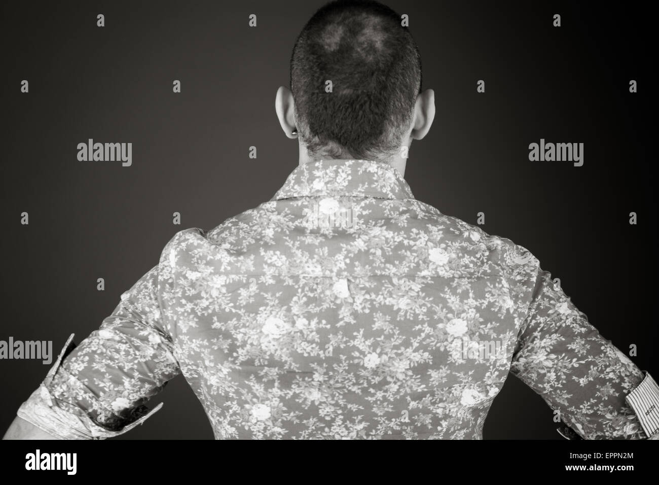 Model in studio isolated on plain grey background Stock Photo - Alamy