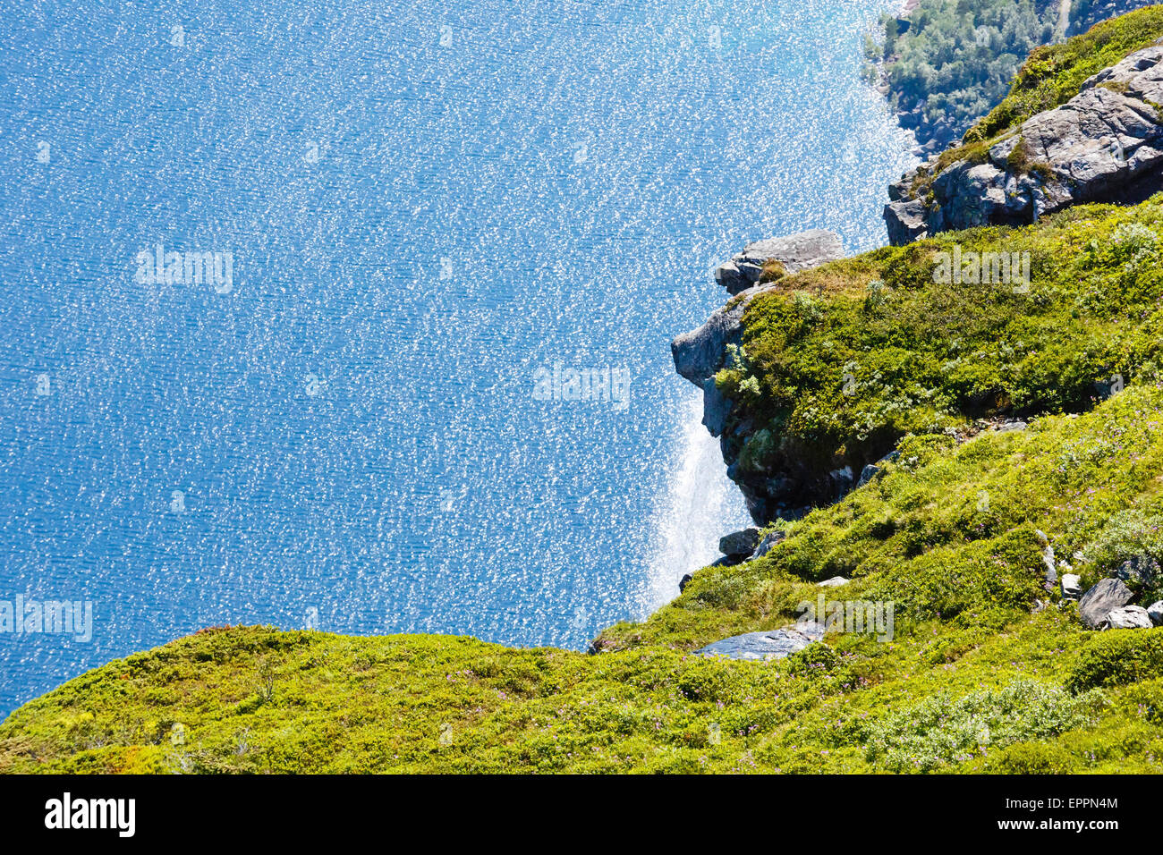 Top view of the mountain lake water surface. Summer Stock Photo - Alamy