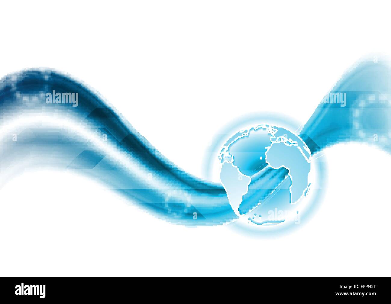 Blue wavy tech background with globe. Vector illustration Stock Vector ...