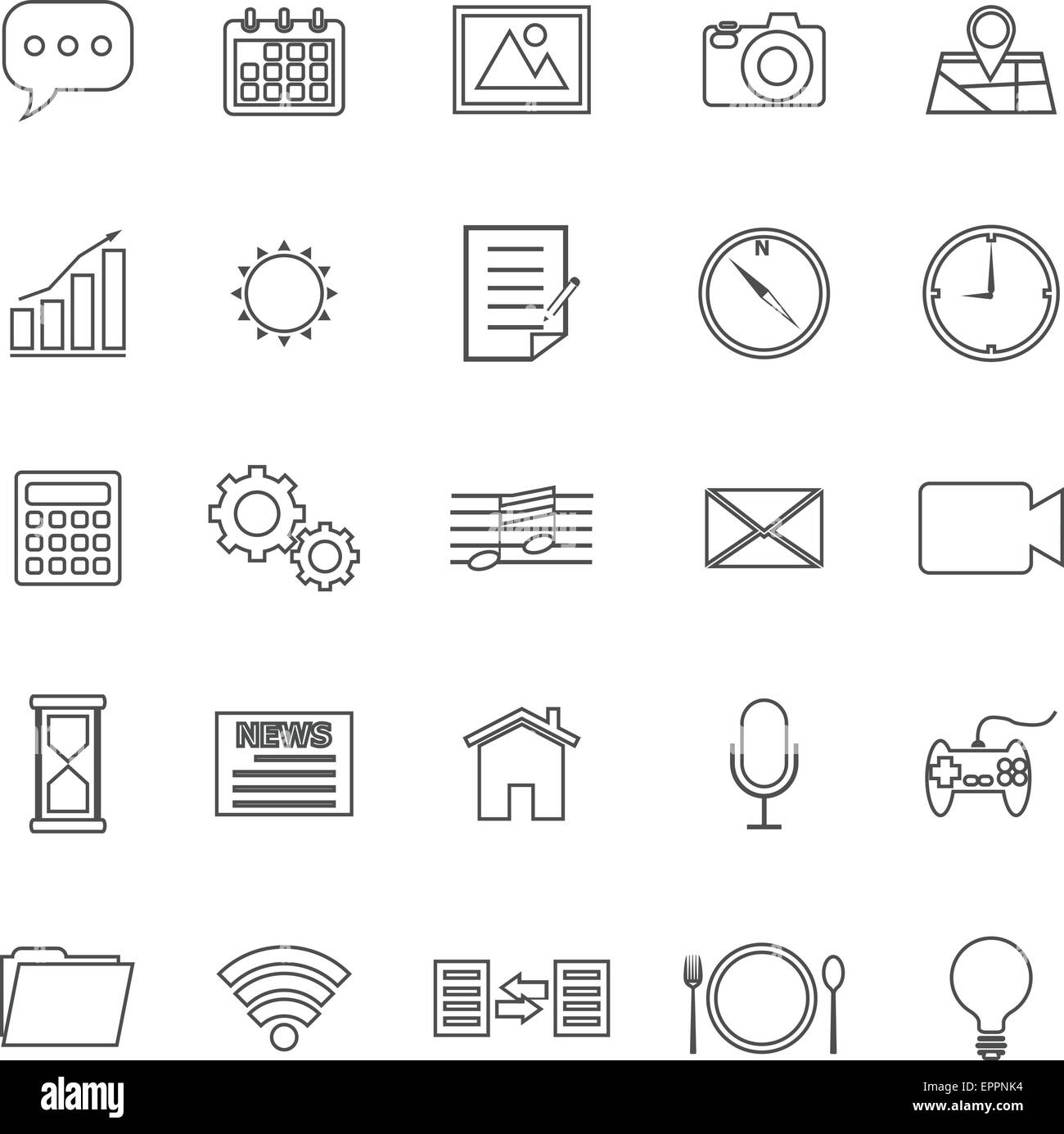 Application line icons on white background, stock vector Stock Vector ...