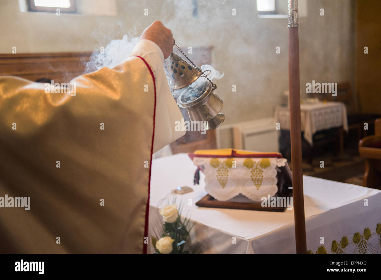 Incense during Mass at the altar Stock Photo - Alamy