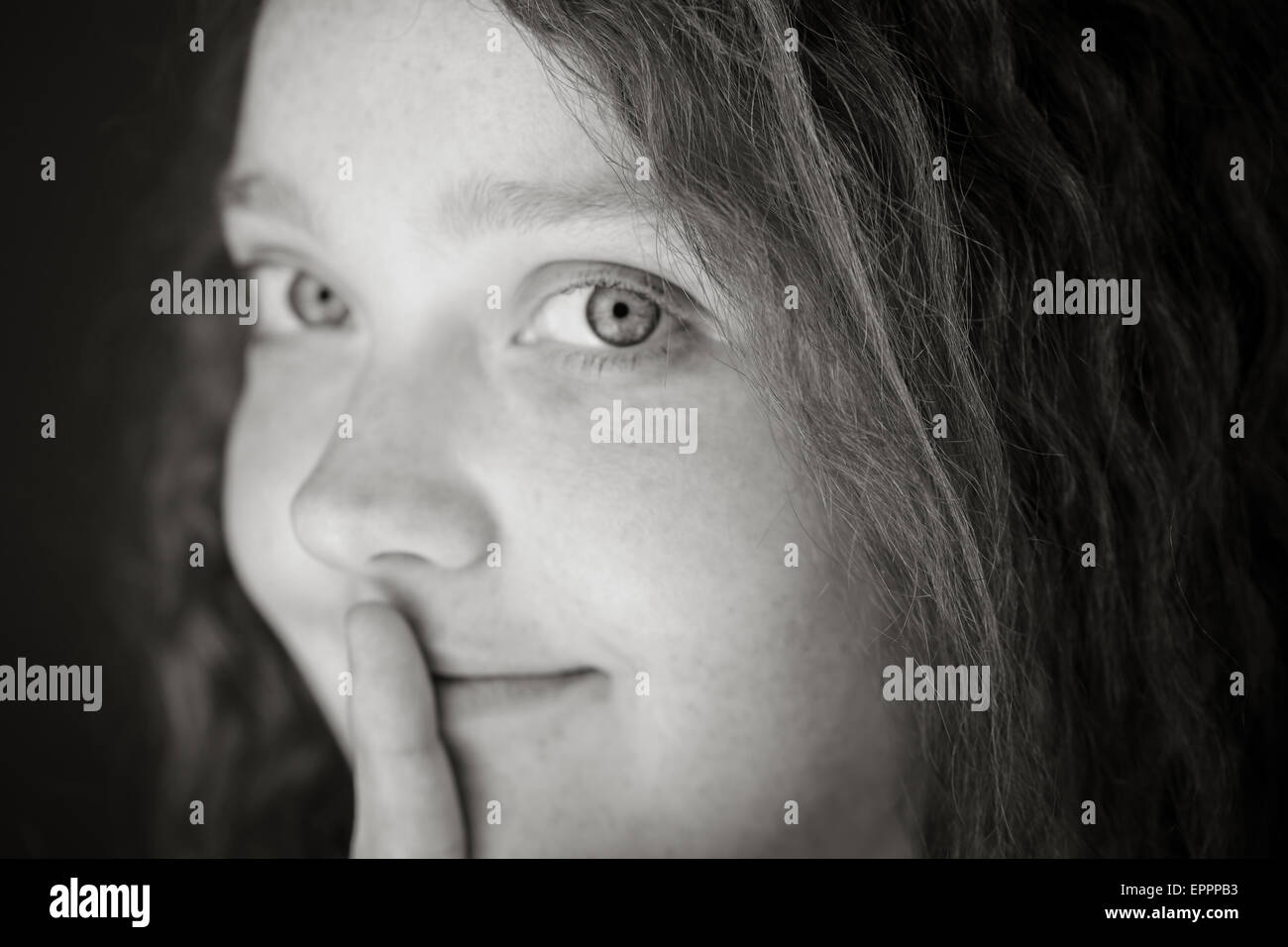 Model in studio isolated on plain grey background Stock Photo - Alamy