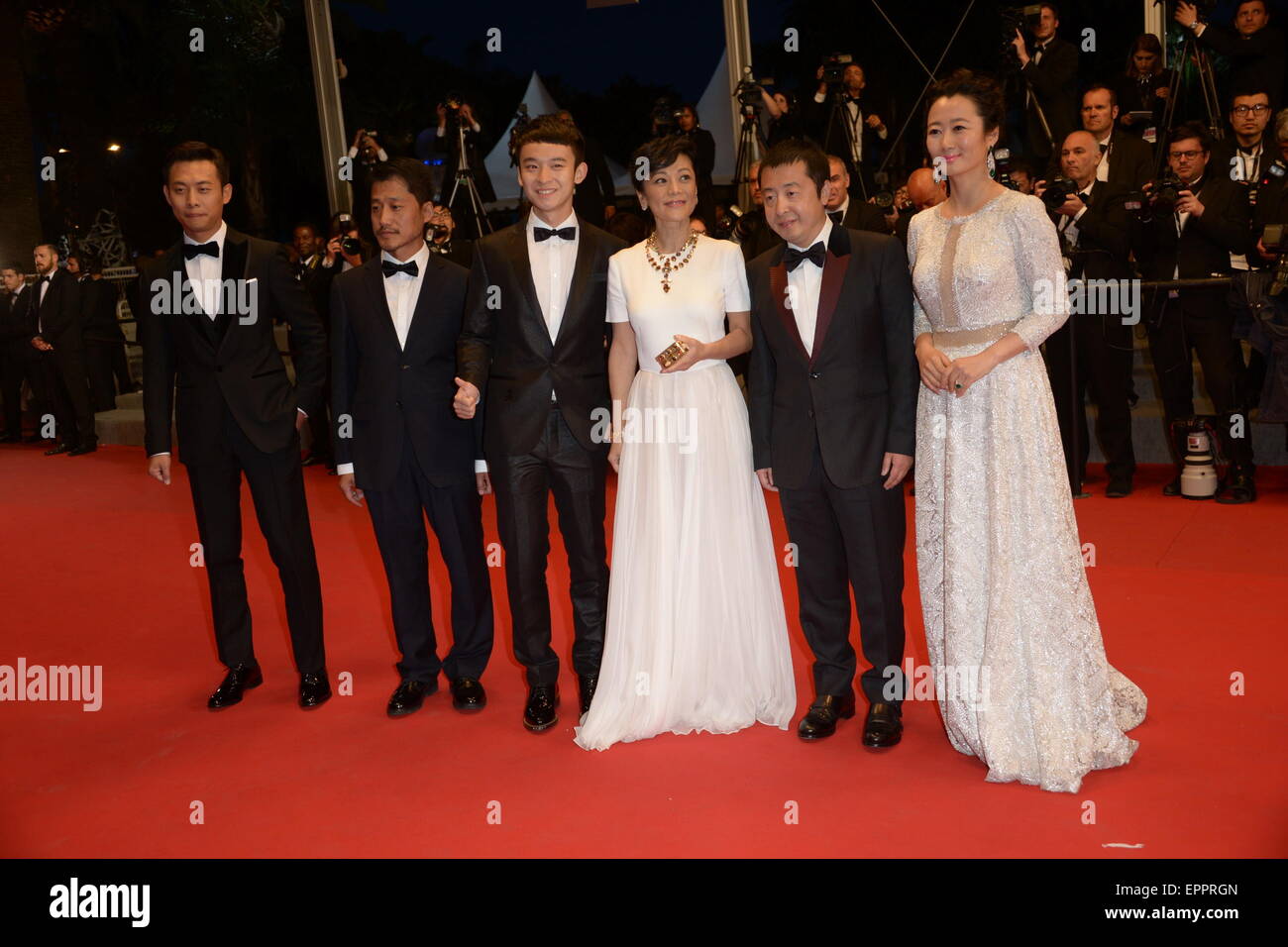 Cannes, France. 14th May, 2015. CANNES, FRANCE - MAY 20: (L-R) Zhang Yi, Zhao Tao, director Jia ...