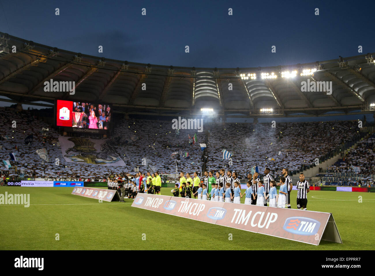 Rome, Italy. 20th May, 2015. Two team group line-up Football/Soccer ...