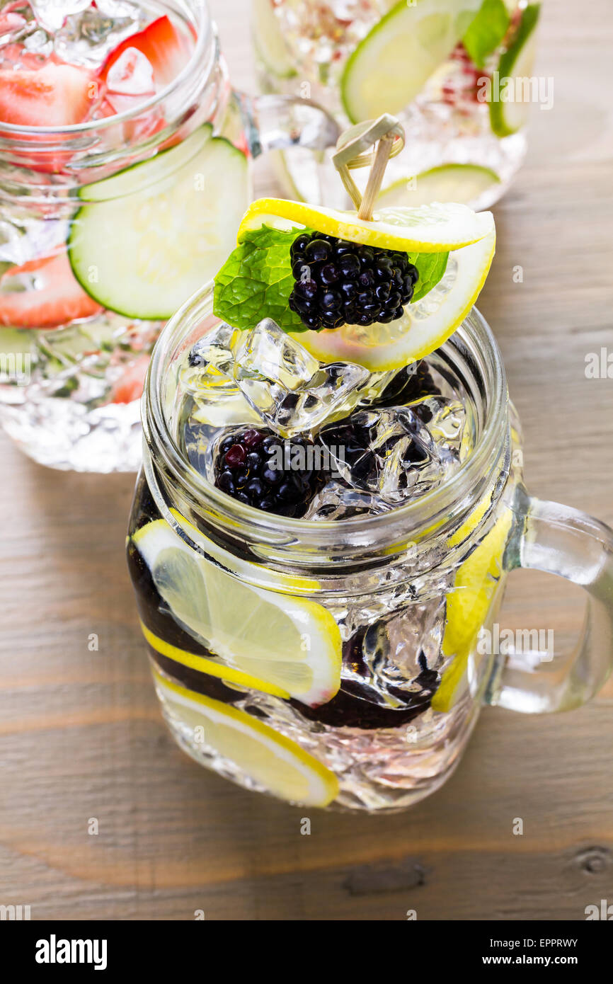 Fresh infused water made with organic ccitruses and berries Stock Photo ...