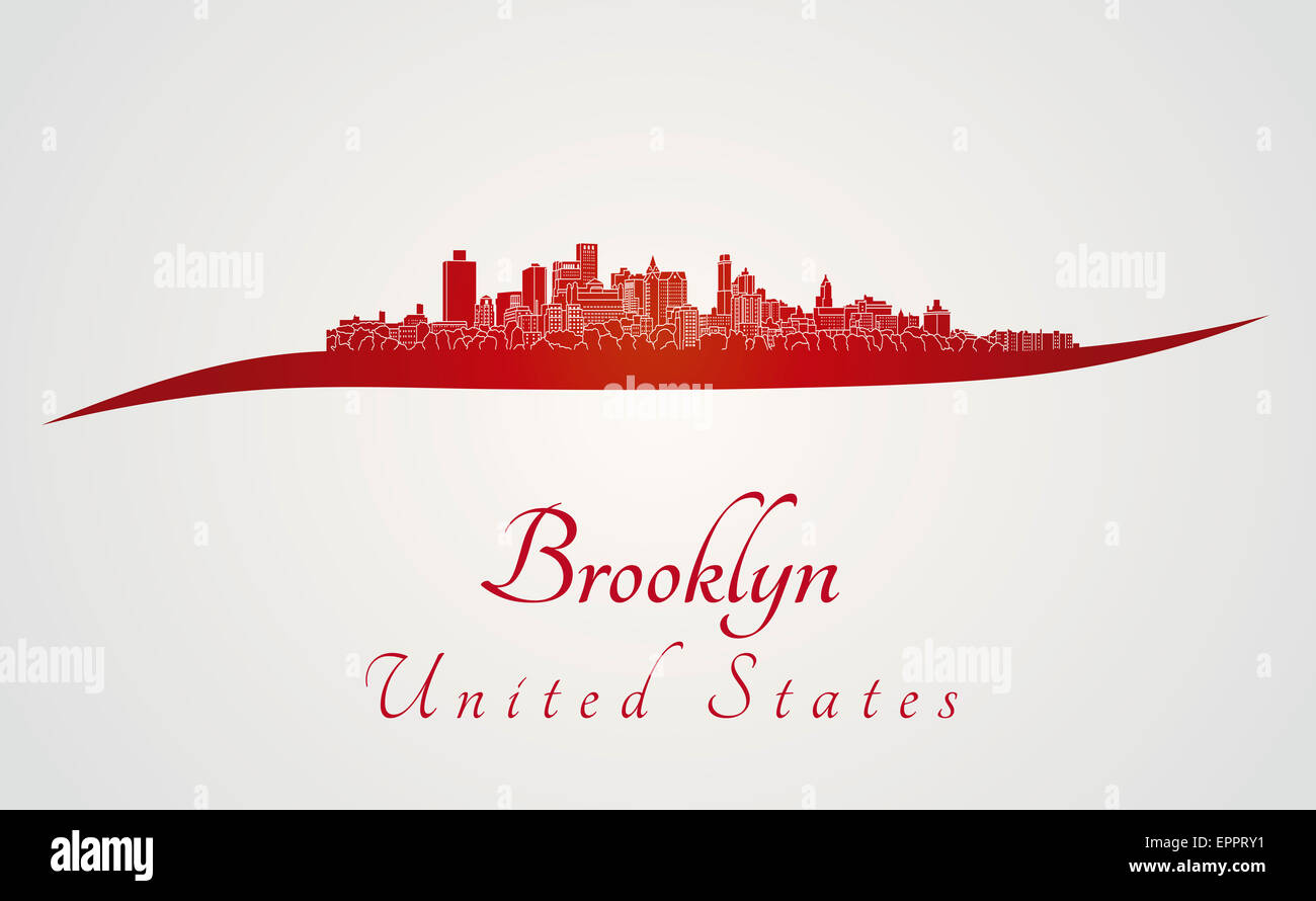 Brooklyn skyline in red Stock Photo - Alamy