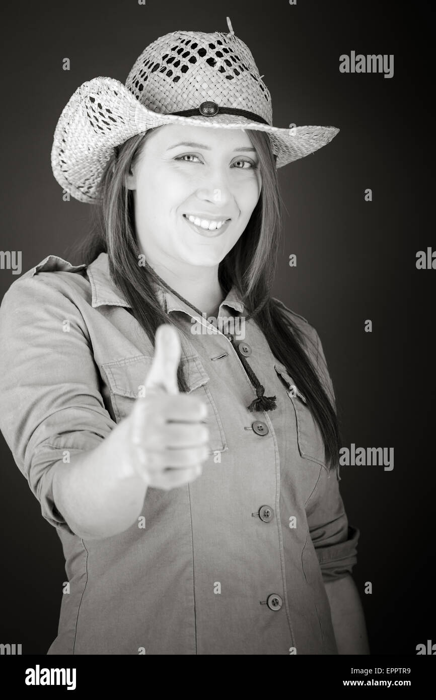 Model in studio isolated on plain grey background Stock Photo - Alamy