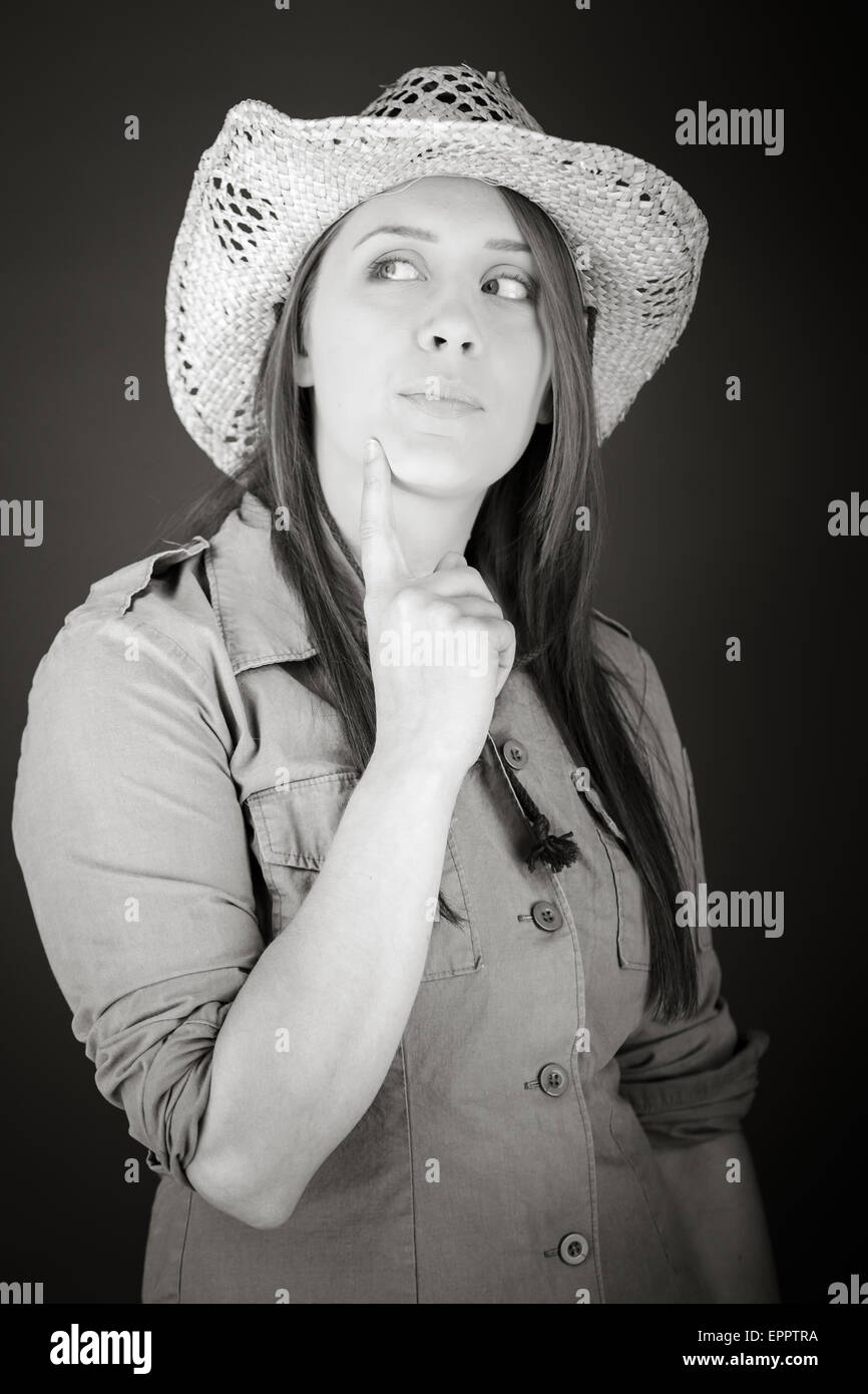Model in studio isolated on plain grey background Stock Photo - Alamy