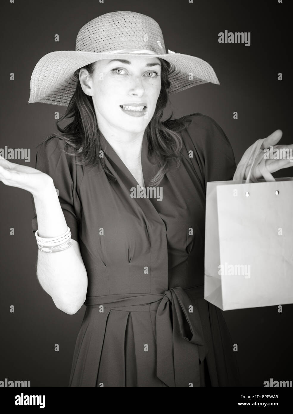 Model in studio isolated on plain grey background Stock Photo - Alamy