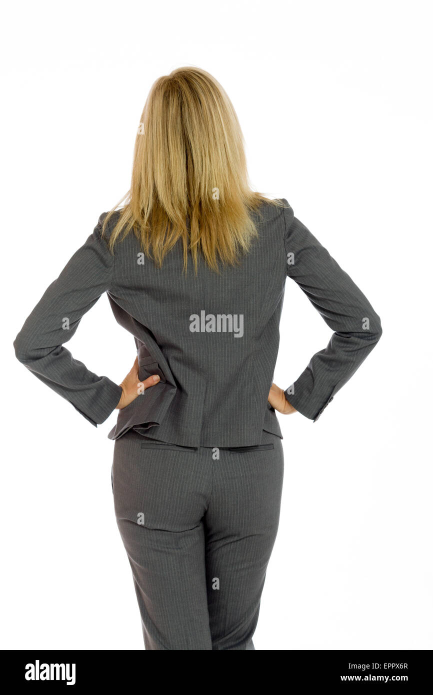 Model isolated on plain background in studio from behind Stock Photo ...